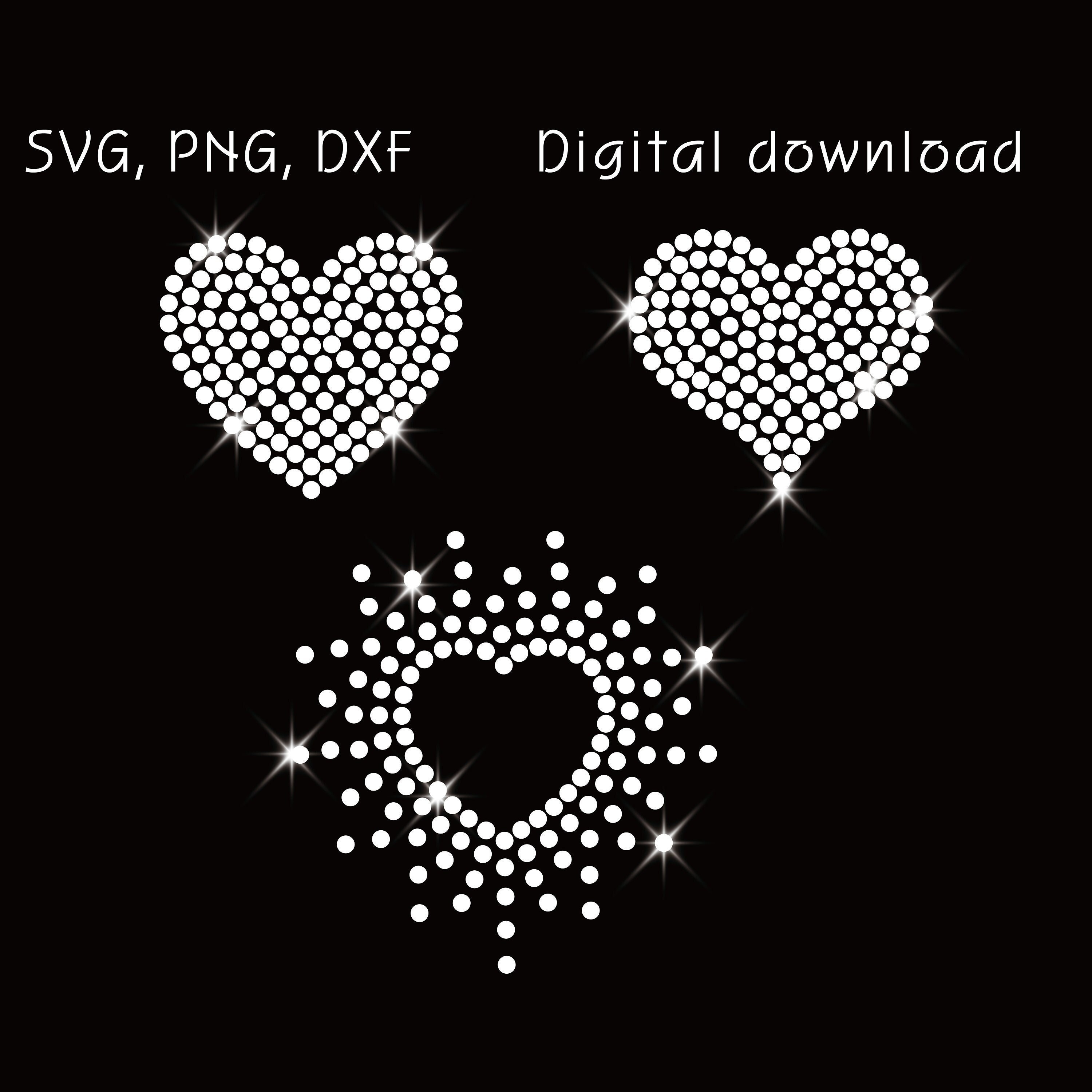 Heart, Digital Download, Rhinestone Templates, Svg, Png, Dxf - Etsy