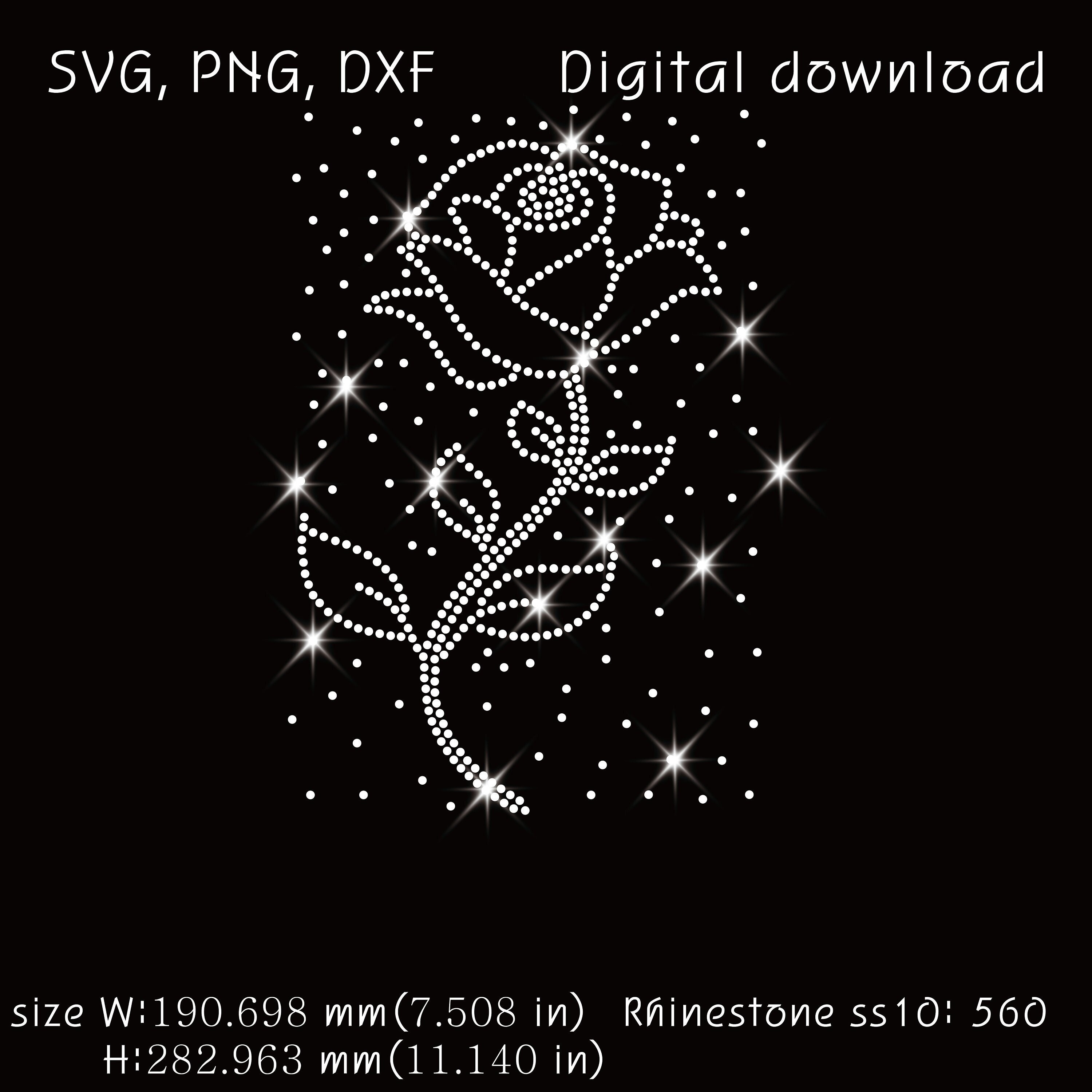 Rose Digital Download, Ss10 Rhinestone Templates, Svg, Png, Dxf - Etsy
