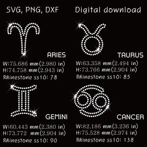 The Zodiac Sign Download, Ss10 Rhinestone Templates, Svg, Png, Dxf - Etsy