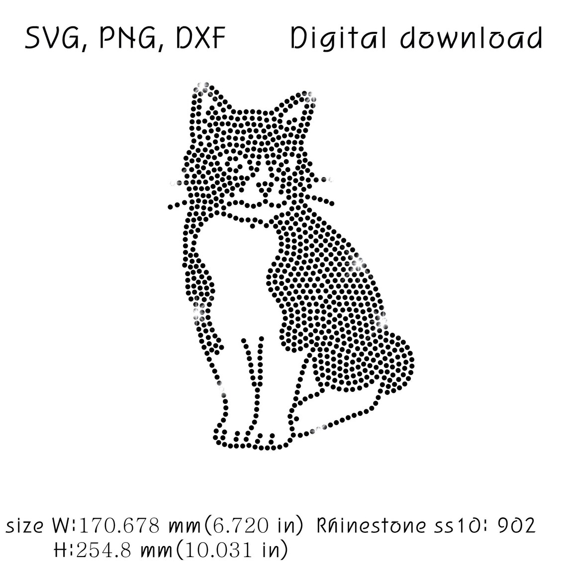 Cat Black Download, Ss10 Rhinestone Templates, Svg, Png, Dxf - Etsy