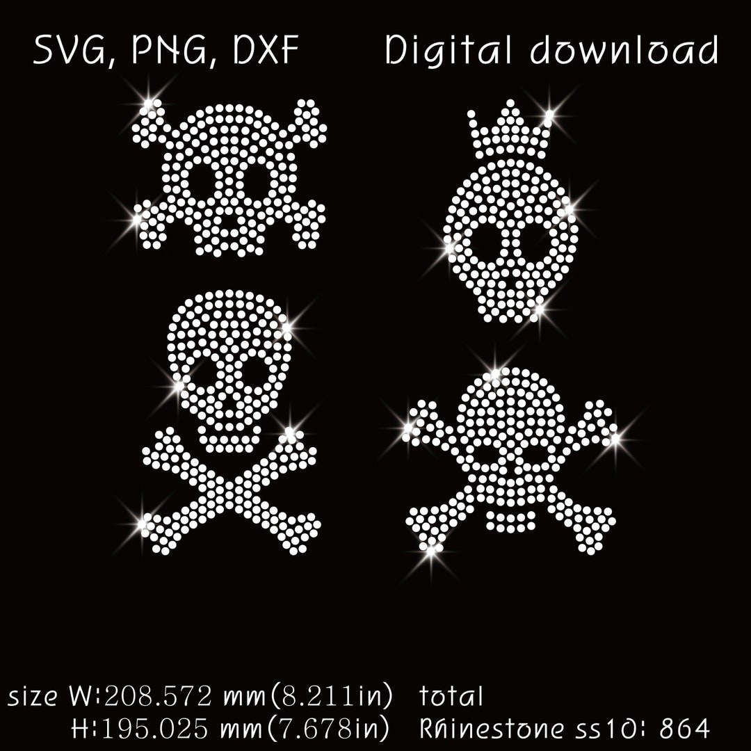 Mini Skulls, Download, Ss10 Rhinestone Templates, Svg, Png, Dxf - Etsy