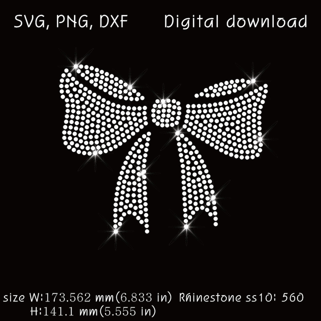 Cute Bow Ribbon Download, Ss10 Rhinestone Templates, Svg, Png, Dxf - Etsy