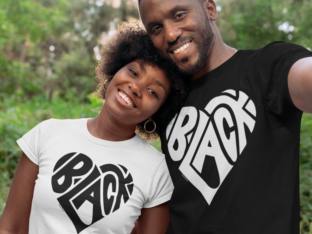Black Love Heart Shaped T-shirt | Black Couples Shirt - Black Woman ...