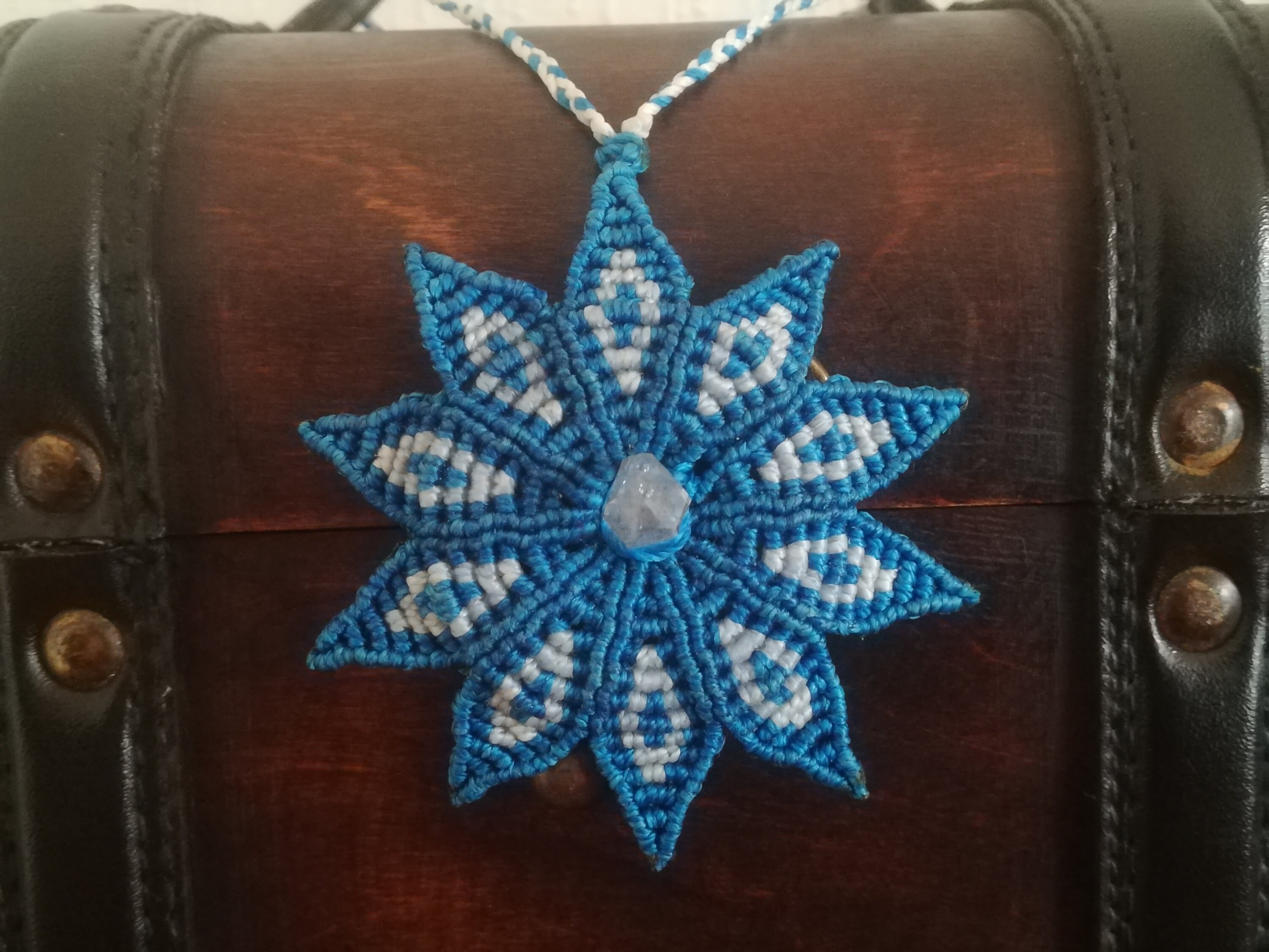 Macramé Necklace With Rock Crystal - Etsy UK