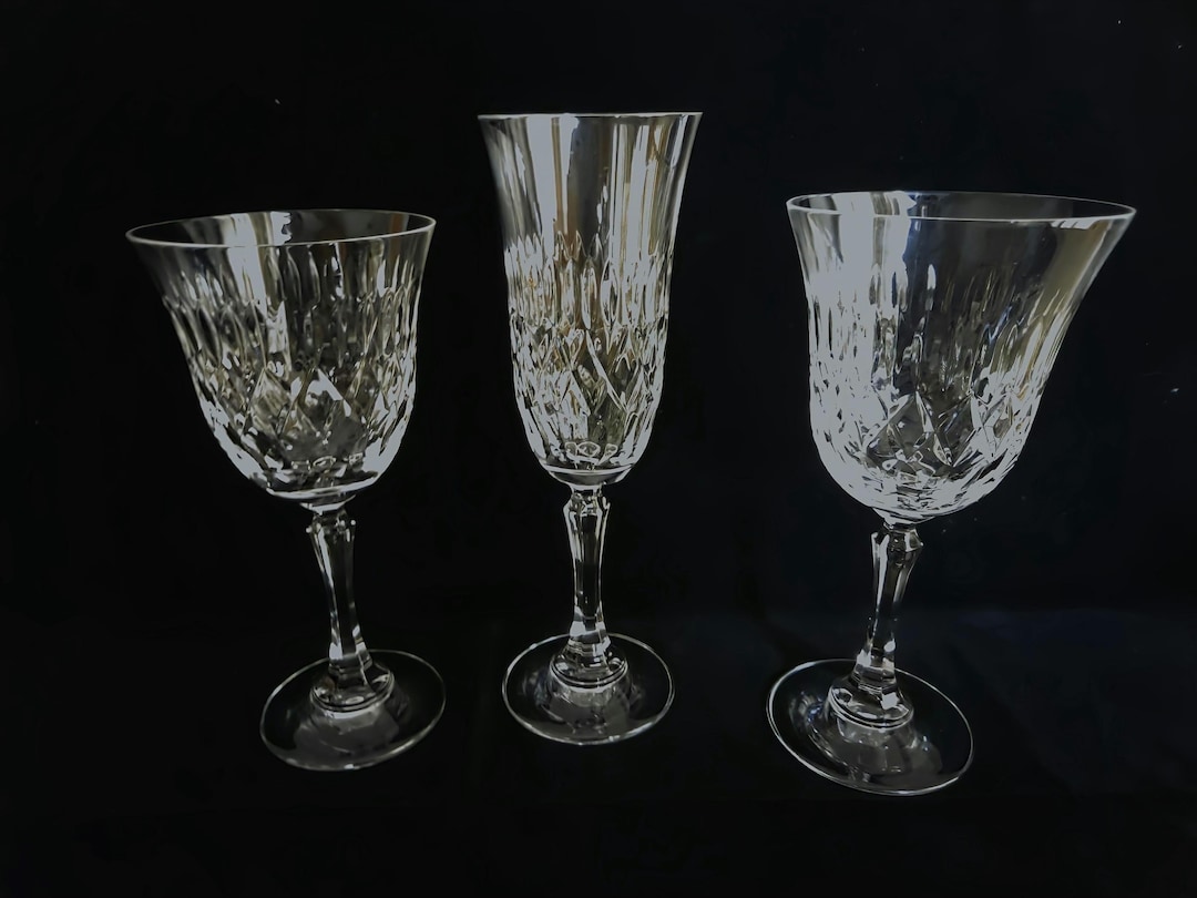 Vintage Toscany Crystal Stemware Set – Wine, Water & Champagne Glasses ...