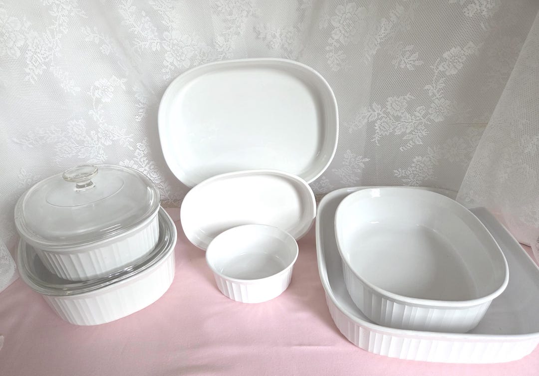 Corningware French White Baking Dish Set Vintage Casserole Ramekin Oven ...