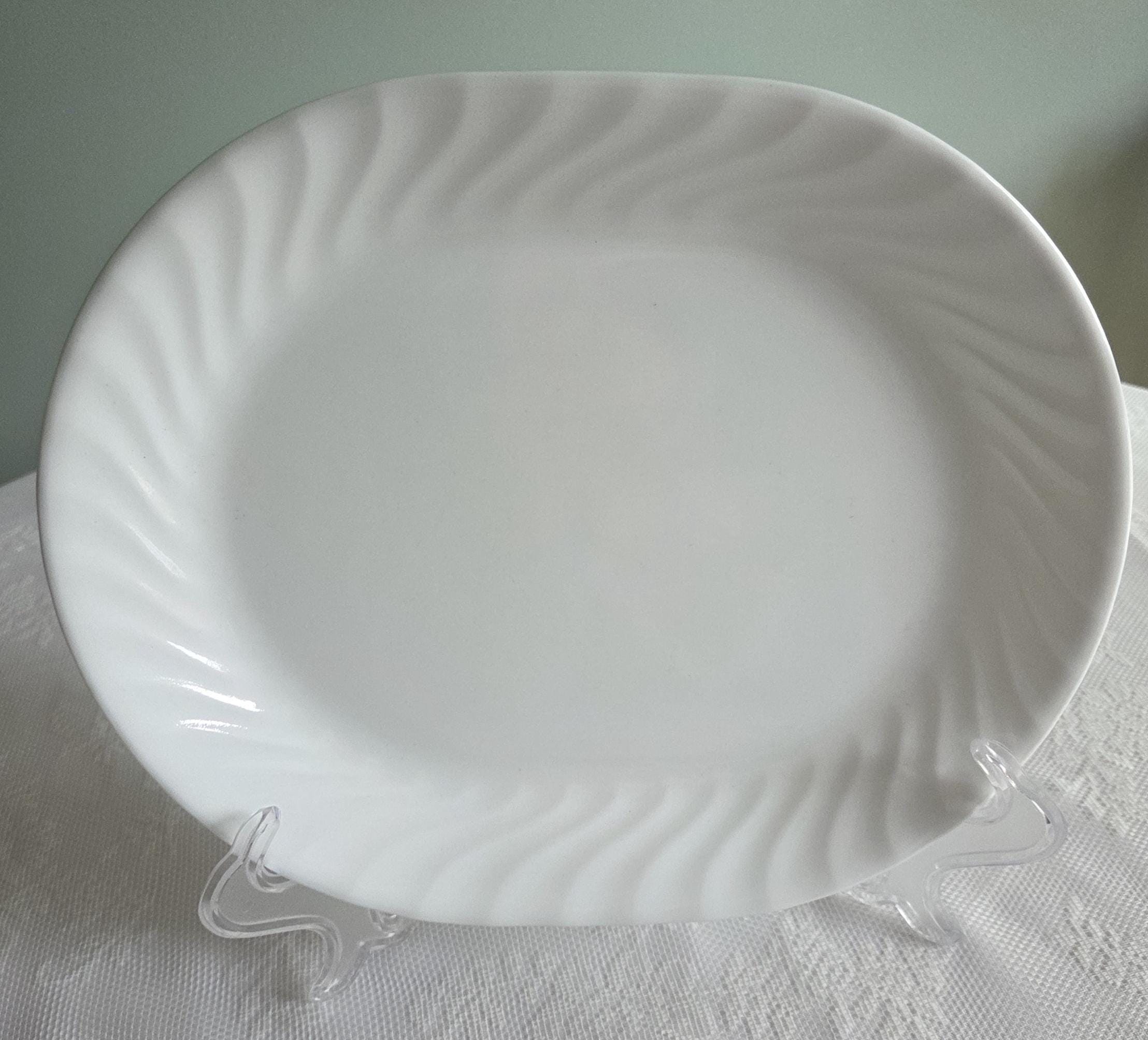 Vintage Corelle White Swirl Dinnerware Set: Retro Kitchen Dishes ...