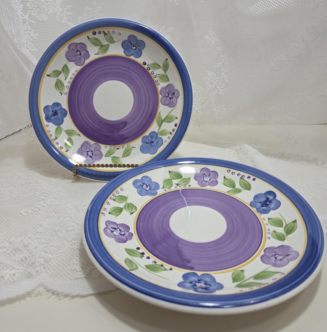 Colorful Floral Salad Plates - Set of 2, Bella by Gibson Designs, 8 ...