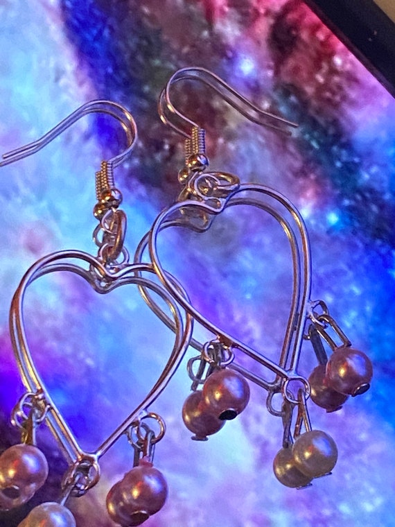 Heart dangle earring with sterling silver hook | Etsy
