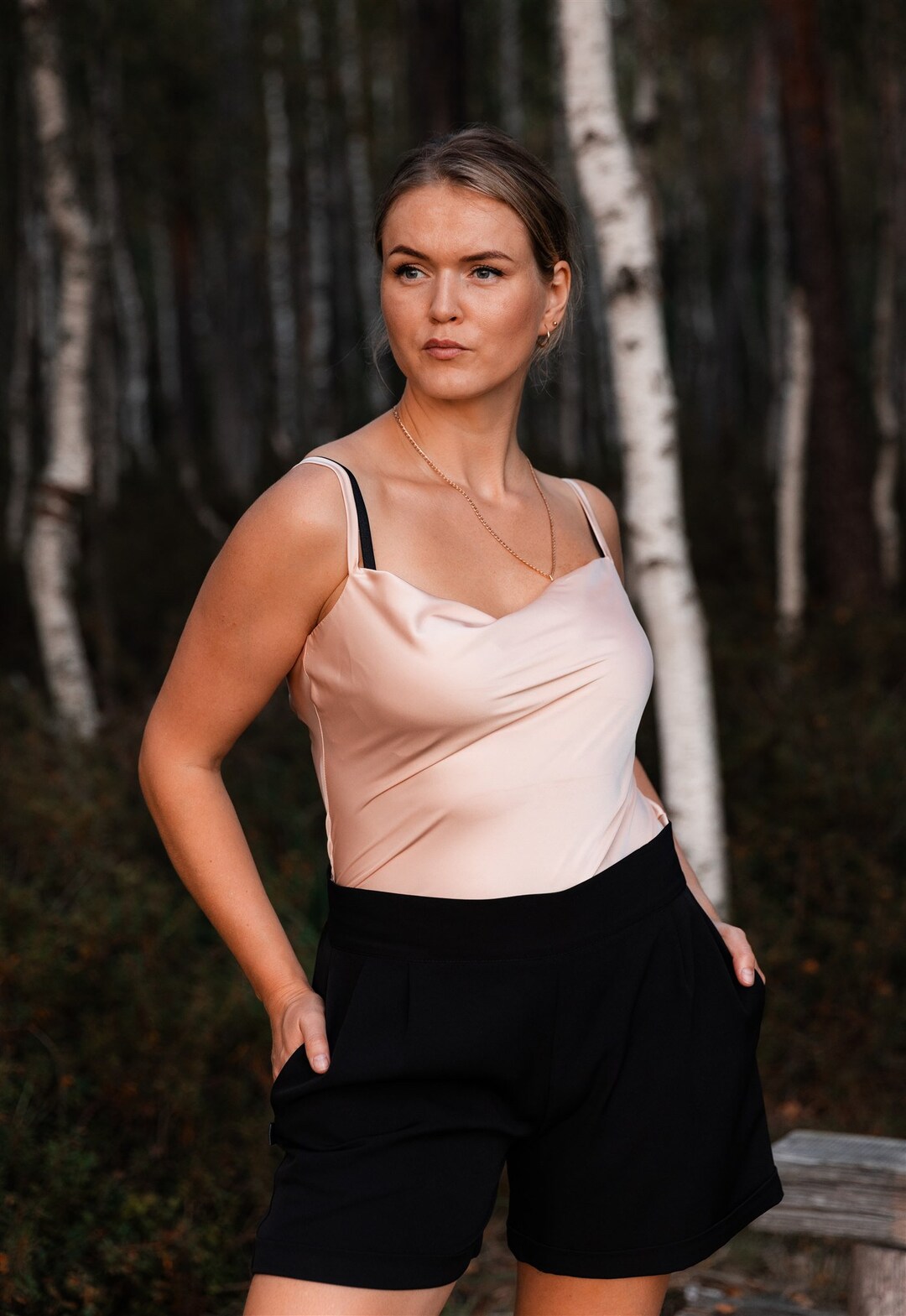 Peach Color Satin Top Woman Capsule Wardrobe Basics Silk Like - Etsy