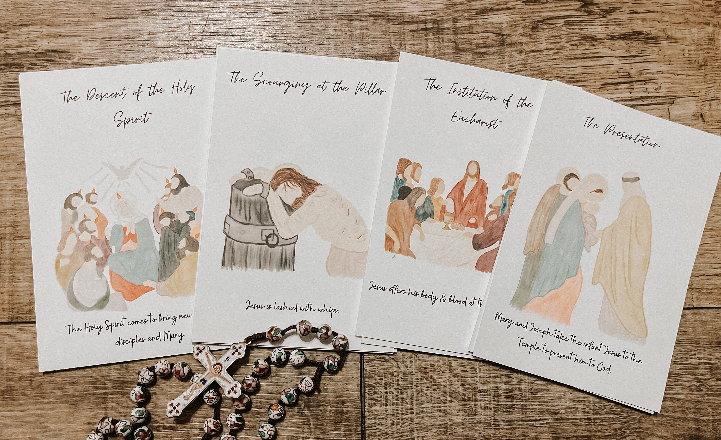 Complete Mysteries of the Rosary Card Set With Biblical Reflections ...