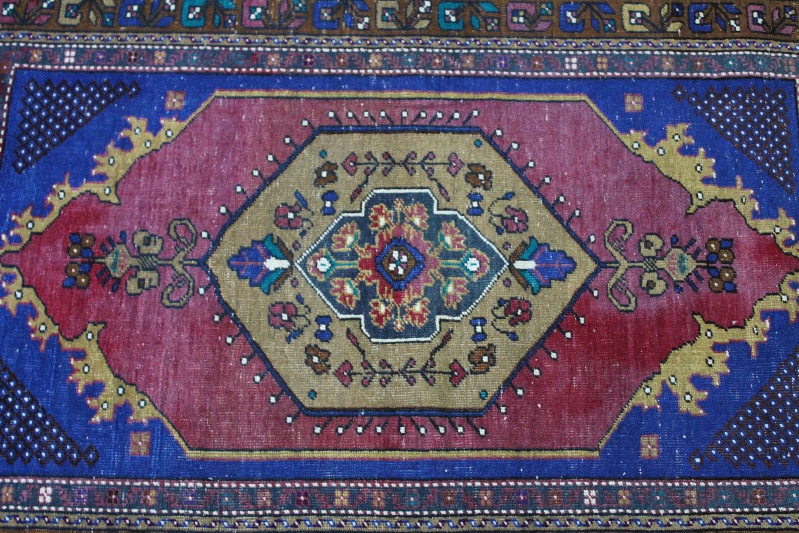 Red and Blue Vintage Area Rug , Free Shipping , Turkish Rug , Colorful ...