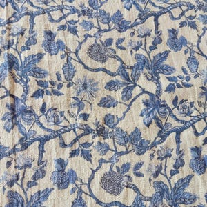 Blue Tree Print Heavy Weight Linen Fabric by the Yard by the Meter 150 ...