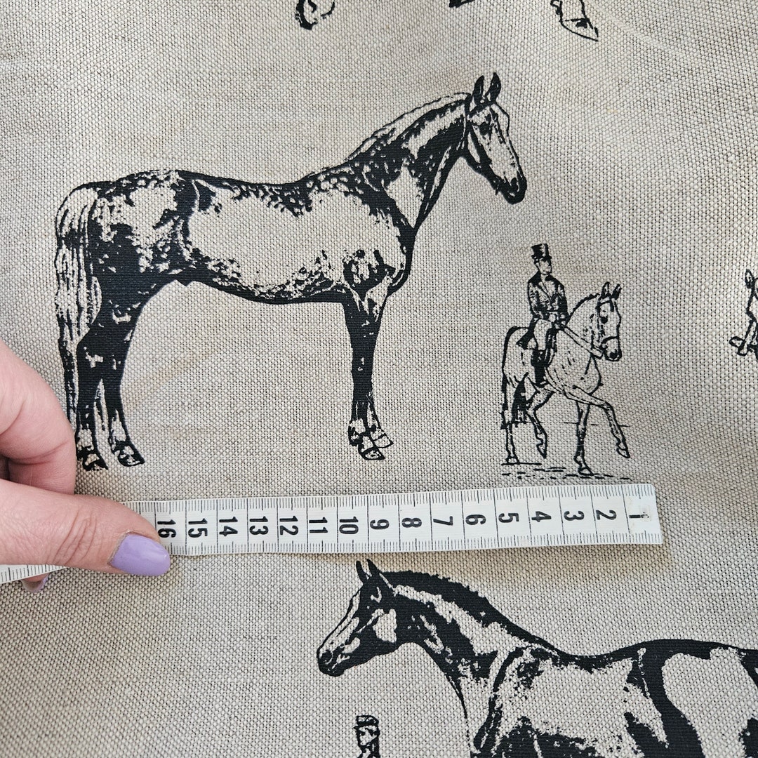 Horse Print Heavy Weight Linen Fabric by the Yard by the Meter 150 Cm ...