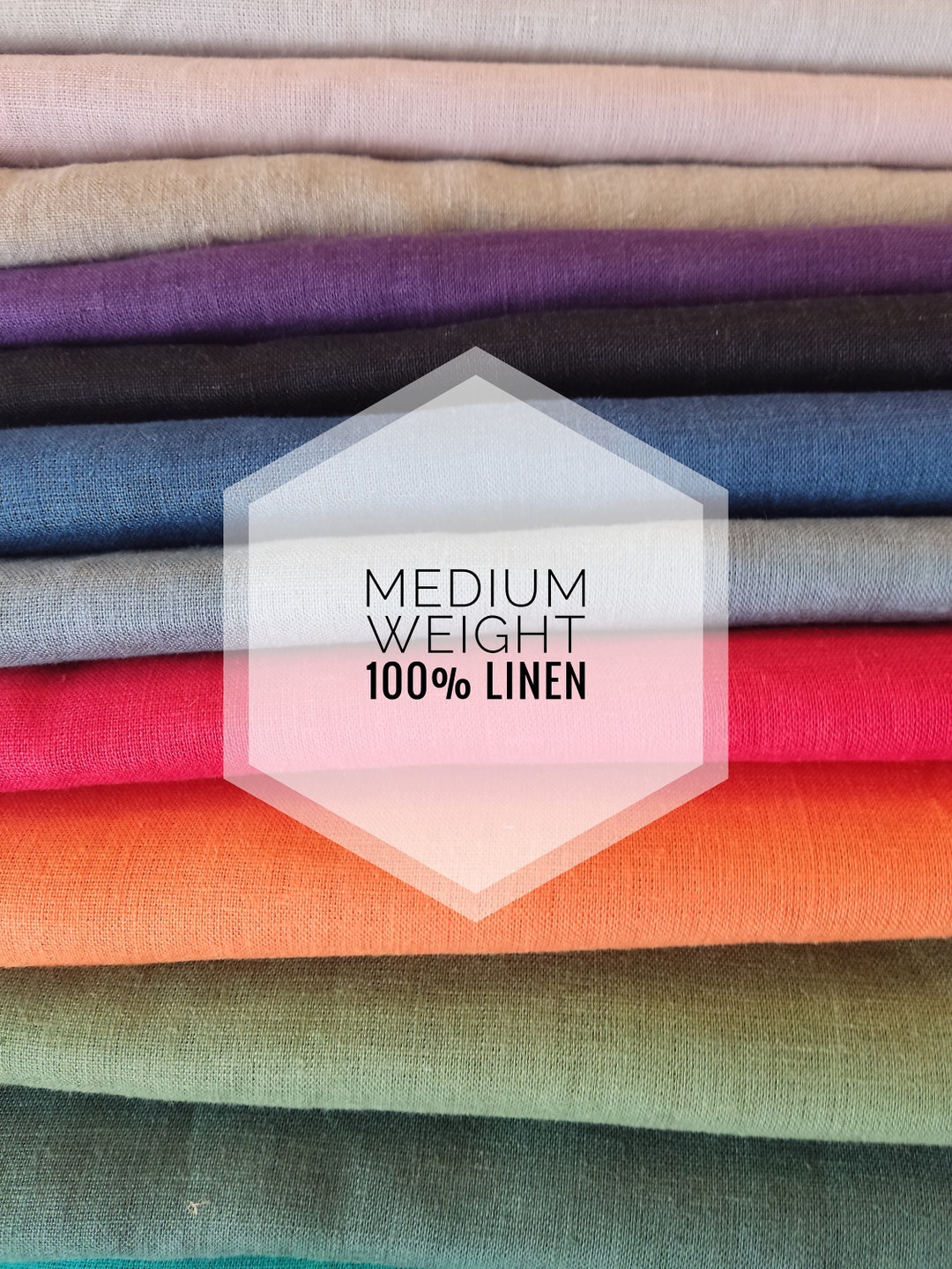 SOFT Medium Weight Linen Fabric by the Yard by the Meter Navy Blue ...