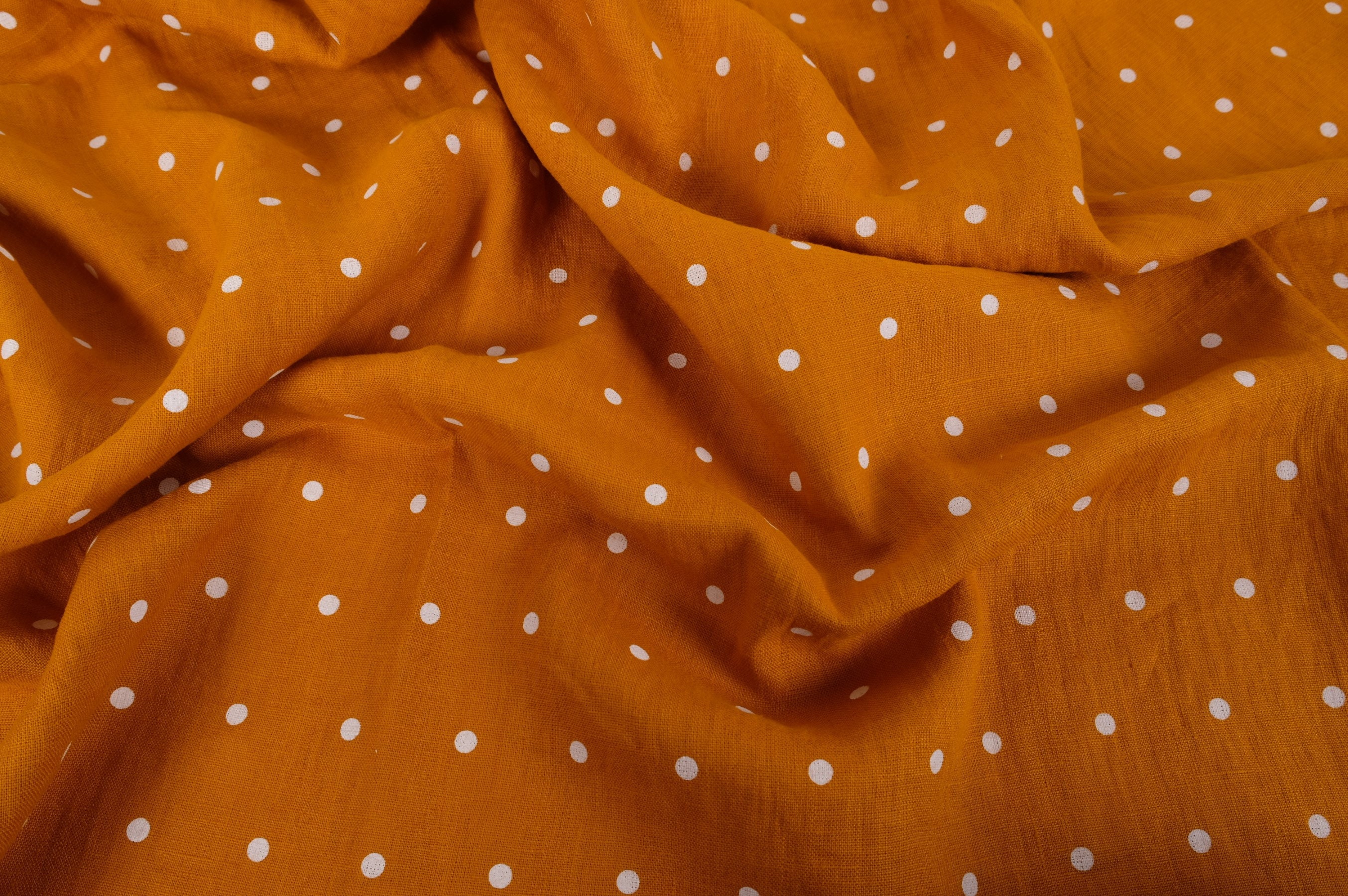White Dots Mustard Medium Weight Linen Fabric by the Yard by - Etsy