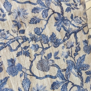 Blue Tree Print Heavy Weight Linen Fabric by the Yard by the Meter 150 ...