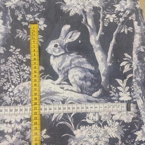 Blue Rabbit Print Heavy Weight Linen Fabric by the Yard by the Meter ...
