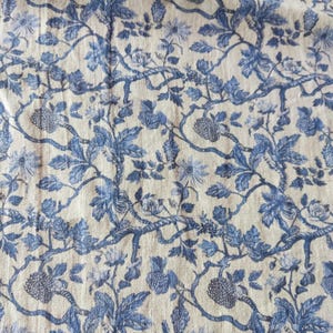 Blue Tree Print Heavy Weight Linen Fabric by the Yard by the Meter 150 ...
