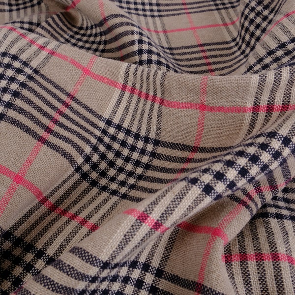Checked Linen Fabric - Etsy