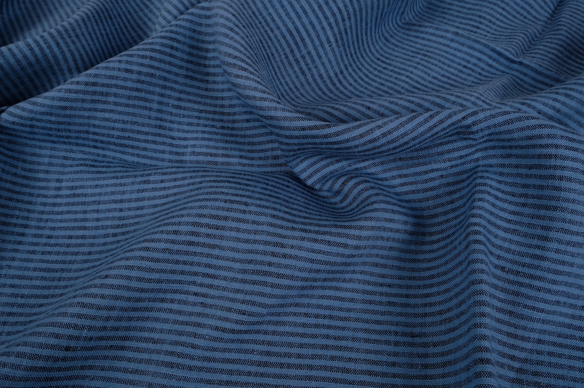 PURE Linen Blue Stripes Medium Weight 100% Linen Fabric by - Etsy