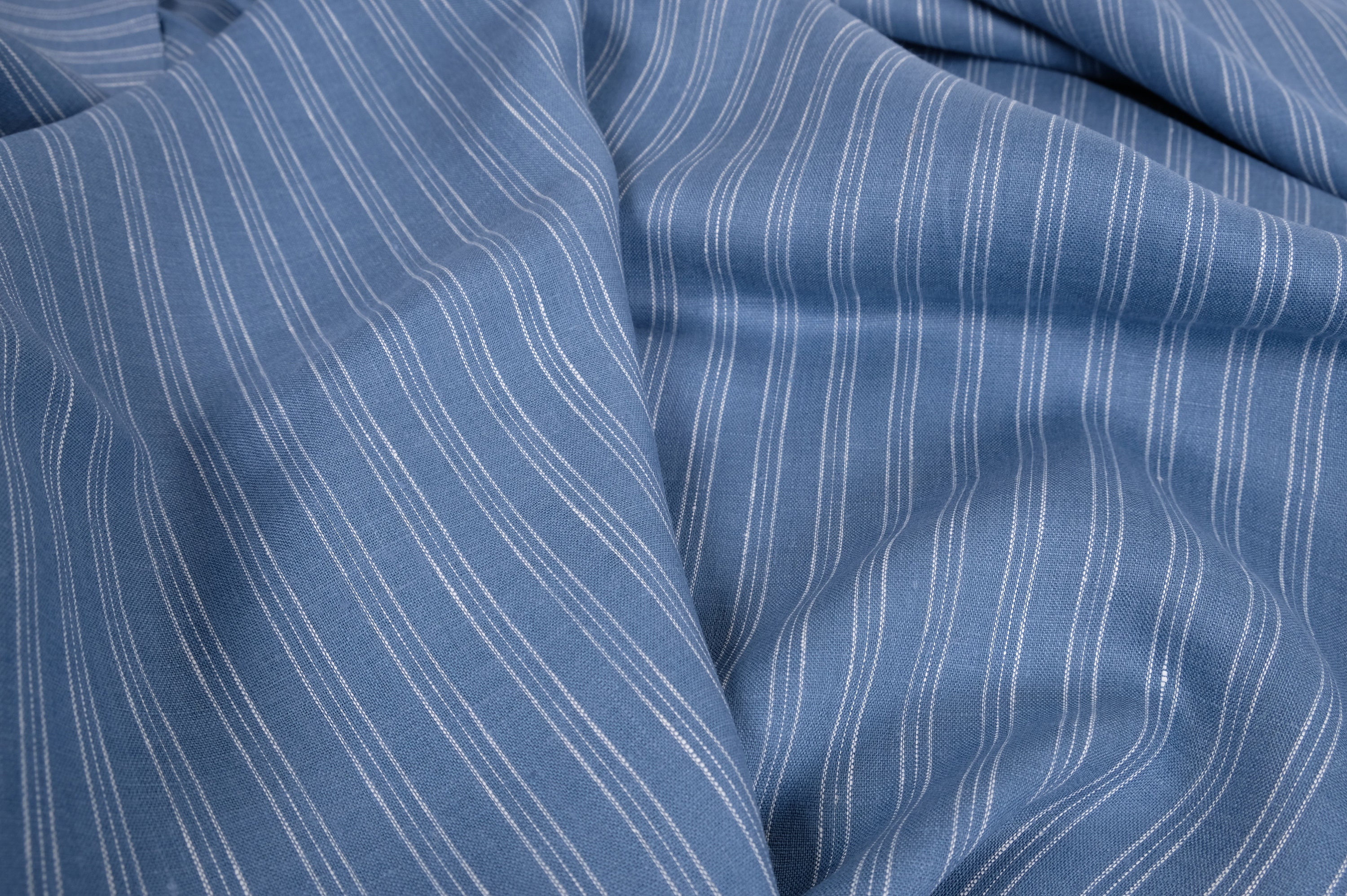 AZUL rayas PURE lino ligero 100% tela de lino por medio metro 150 cm ...