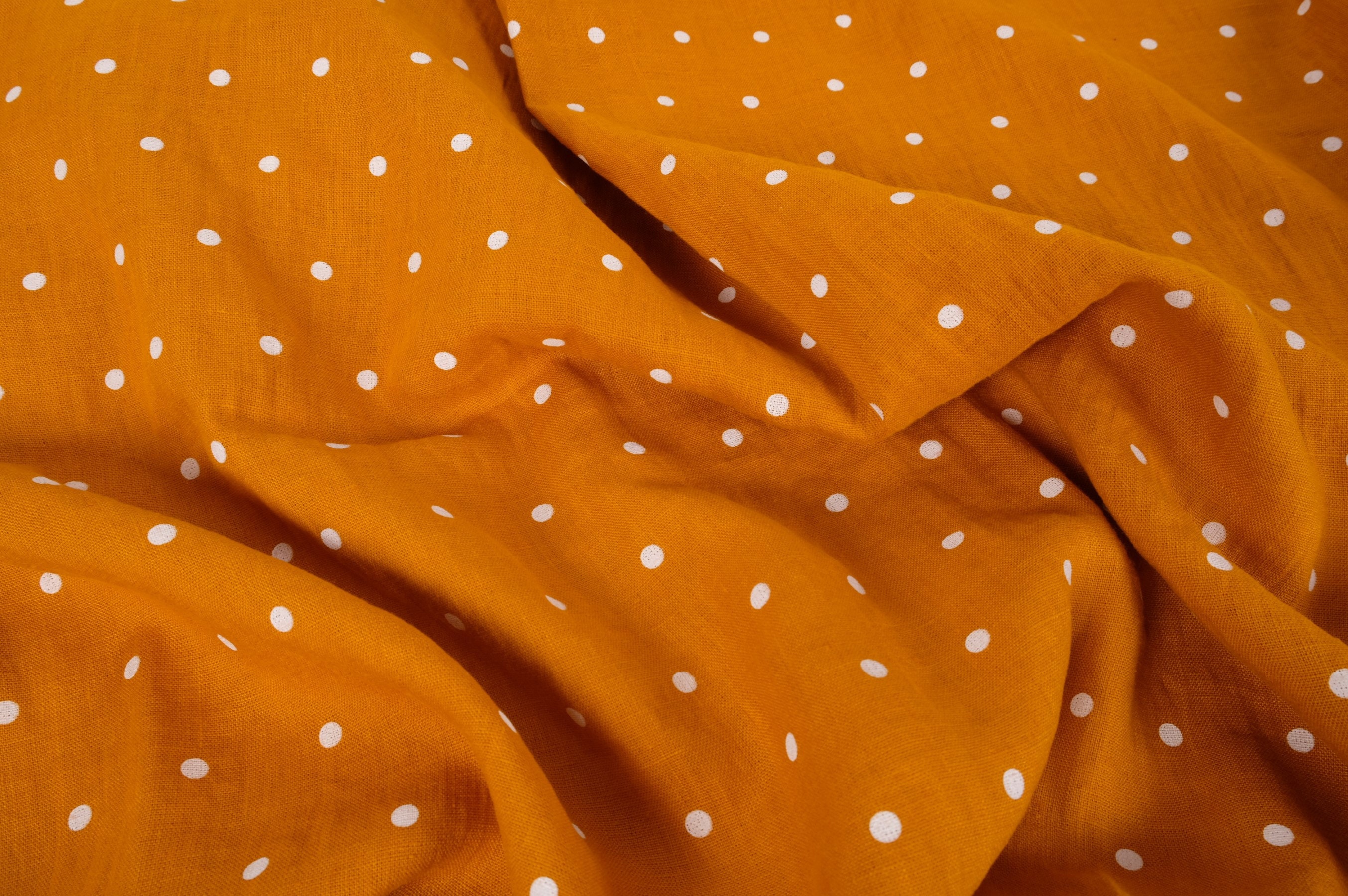 White Dots Mustard Medium Weight Linen Fabric by the Yard by - Etsy