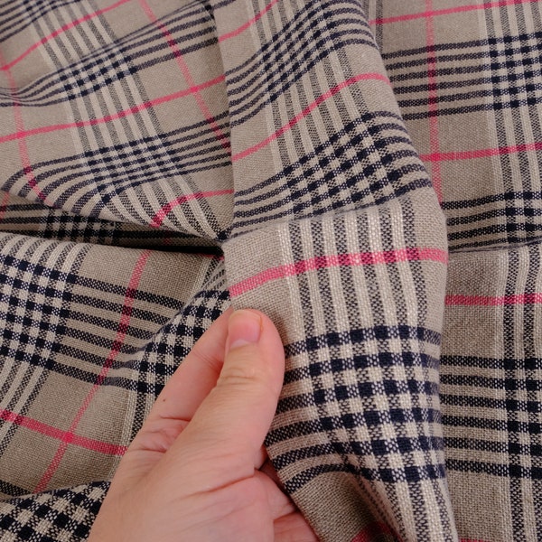 Checked Linen Fabric - Etsy
