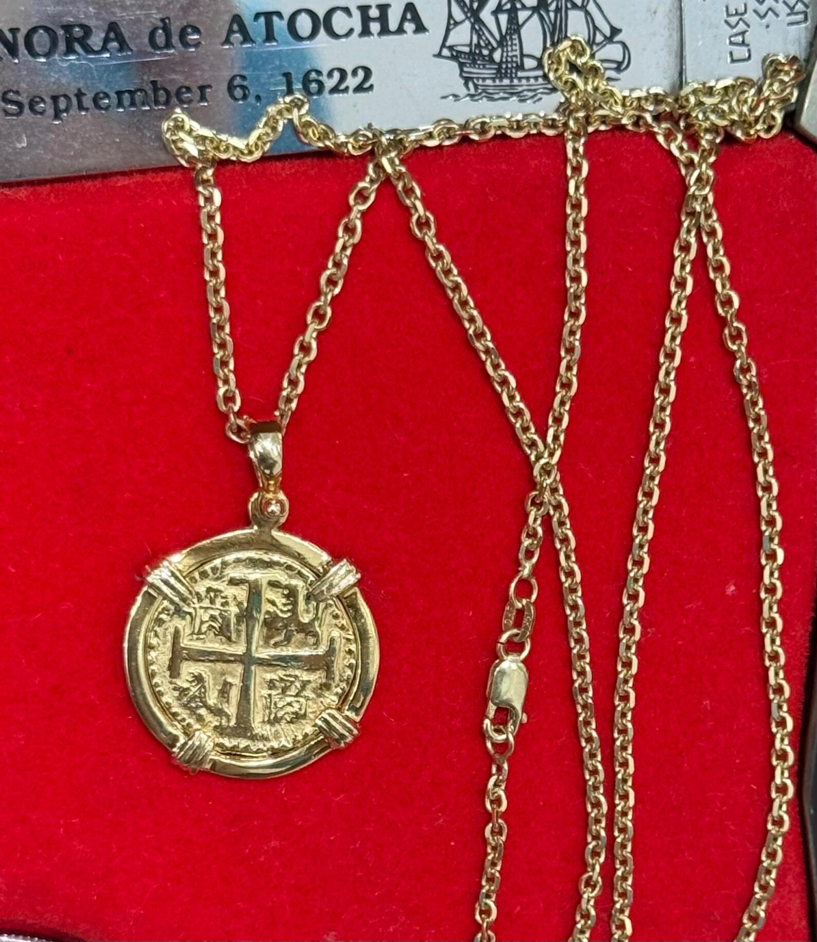 14k Solid Gold Atocha Treasure Coin Pendant - Mel Fisher, 20” Chain - Etsy
