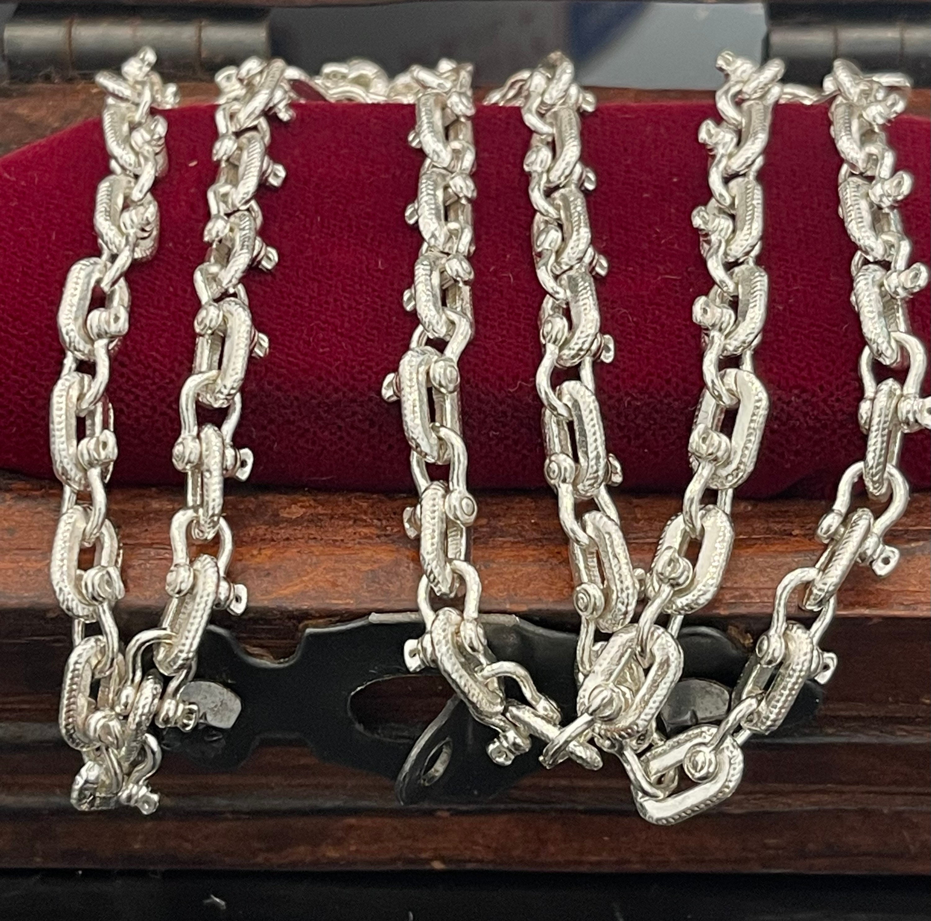 Handmade Solid Heavy 925 Sterling Silver Shackle Chain 6.3mm 24” Long ...