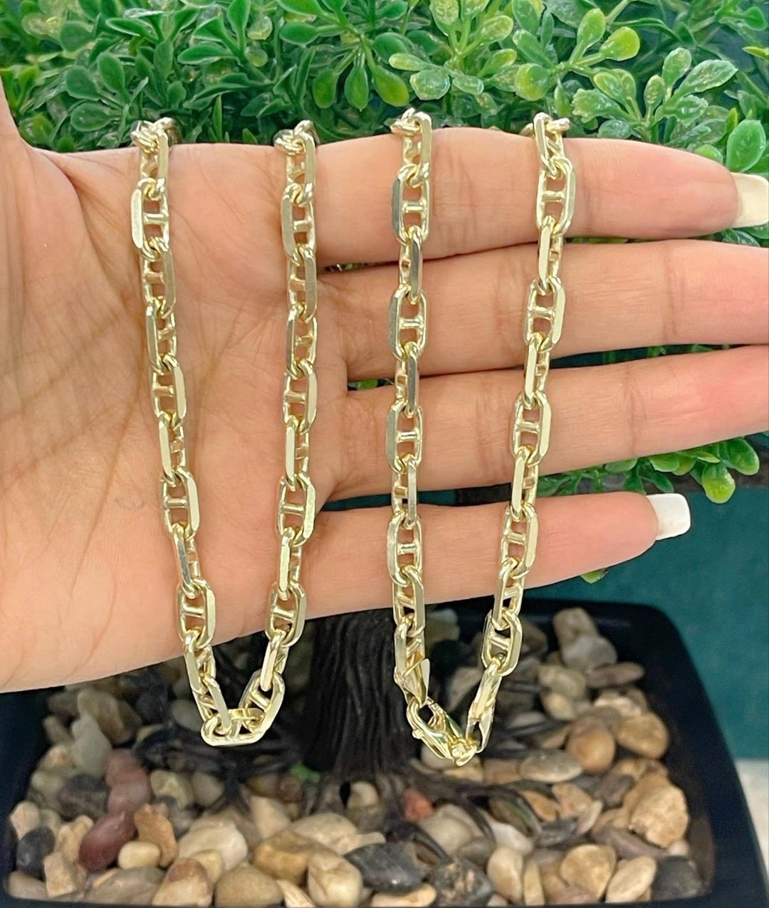 14 Solid Real Gold Heavy Anchor Chain 6mm - Etsy