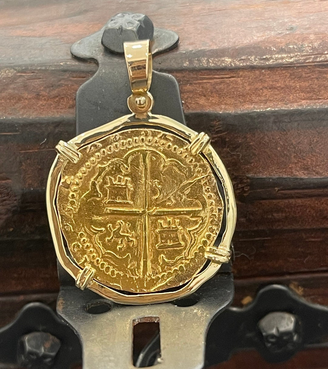 14k Solid Gold Handmade Atocha Gold Coin Pendant - Etsy