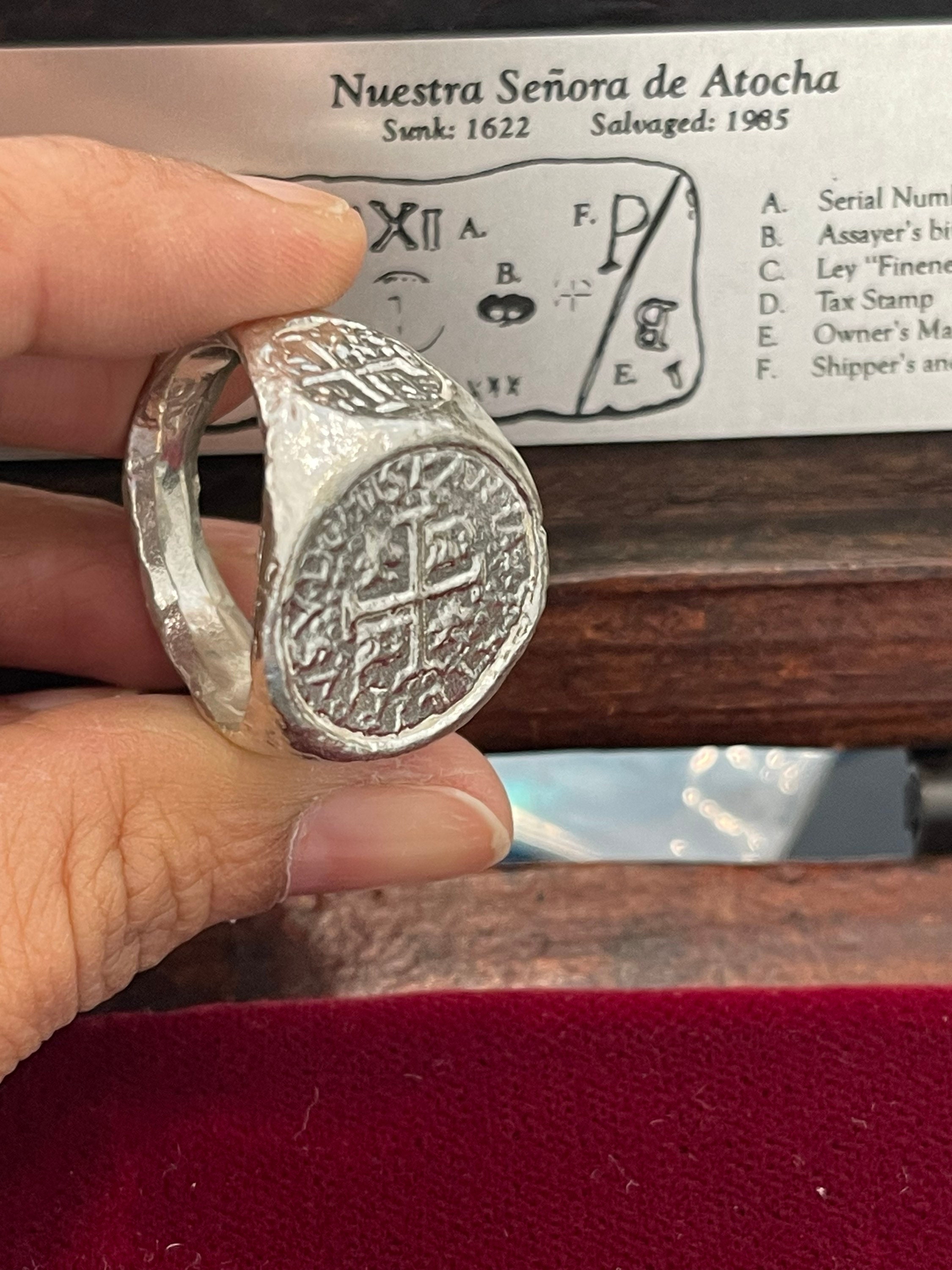 Atocha Shipwreck Treasure Large Coin Ring Made From Atocha Silver Bars ...