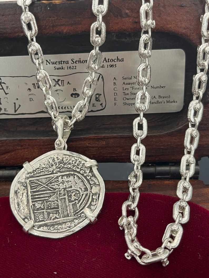 Atocha Shipwreck Silver Coin Pendant: Handmade Sterling Silver Shackle ...