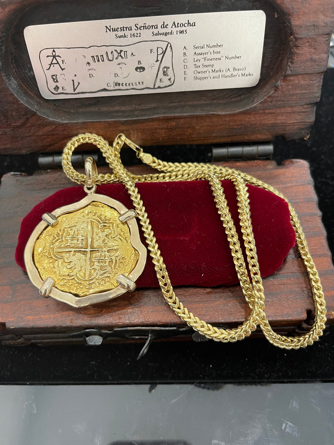 14k Solid Atocha Coin Pendant With 10k Franco Chain 24” Long - Etsy