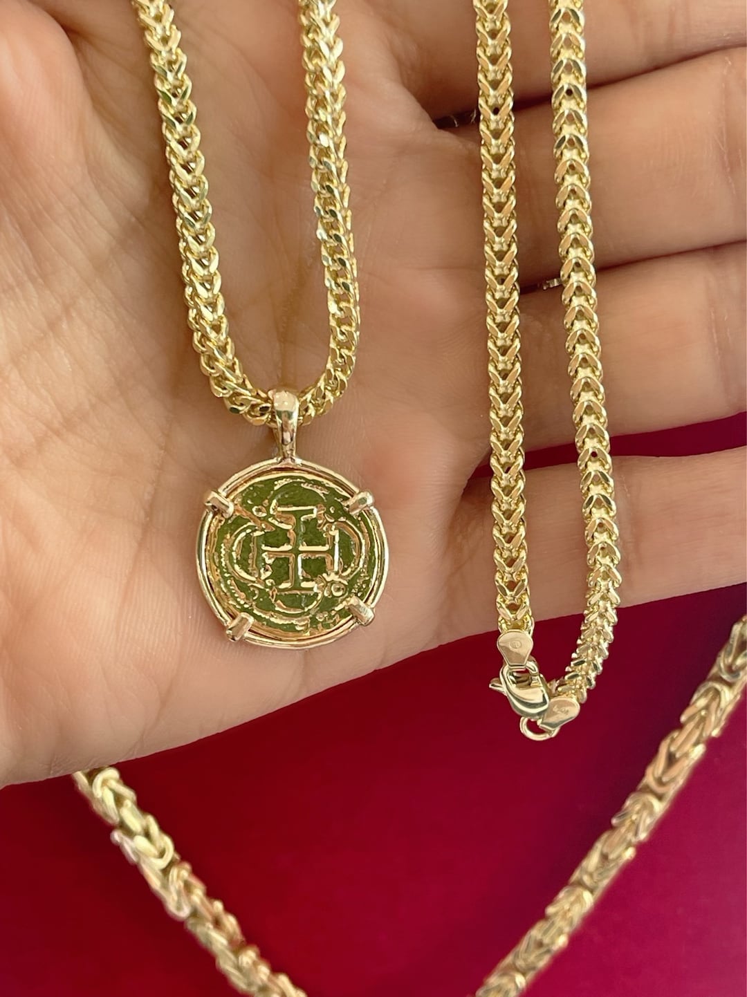 14k Gold Atocha Shipwreck Coin Pendant With 10k Gold Chain - Etsy