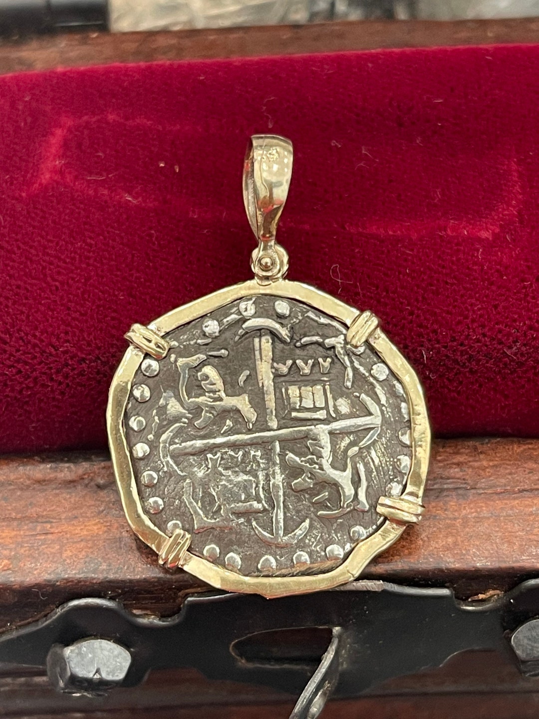 Solid Atocha Shipwreck Treasure Mel Fisher Silver Coin Pendant in 14k ...