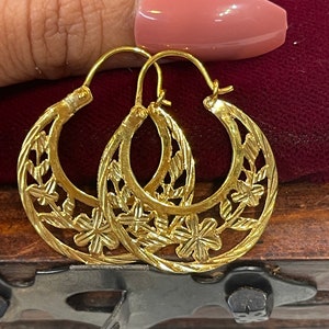 Handmade 14k Gold Flower Hoop Earrings - Etsy