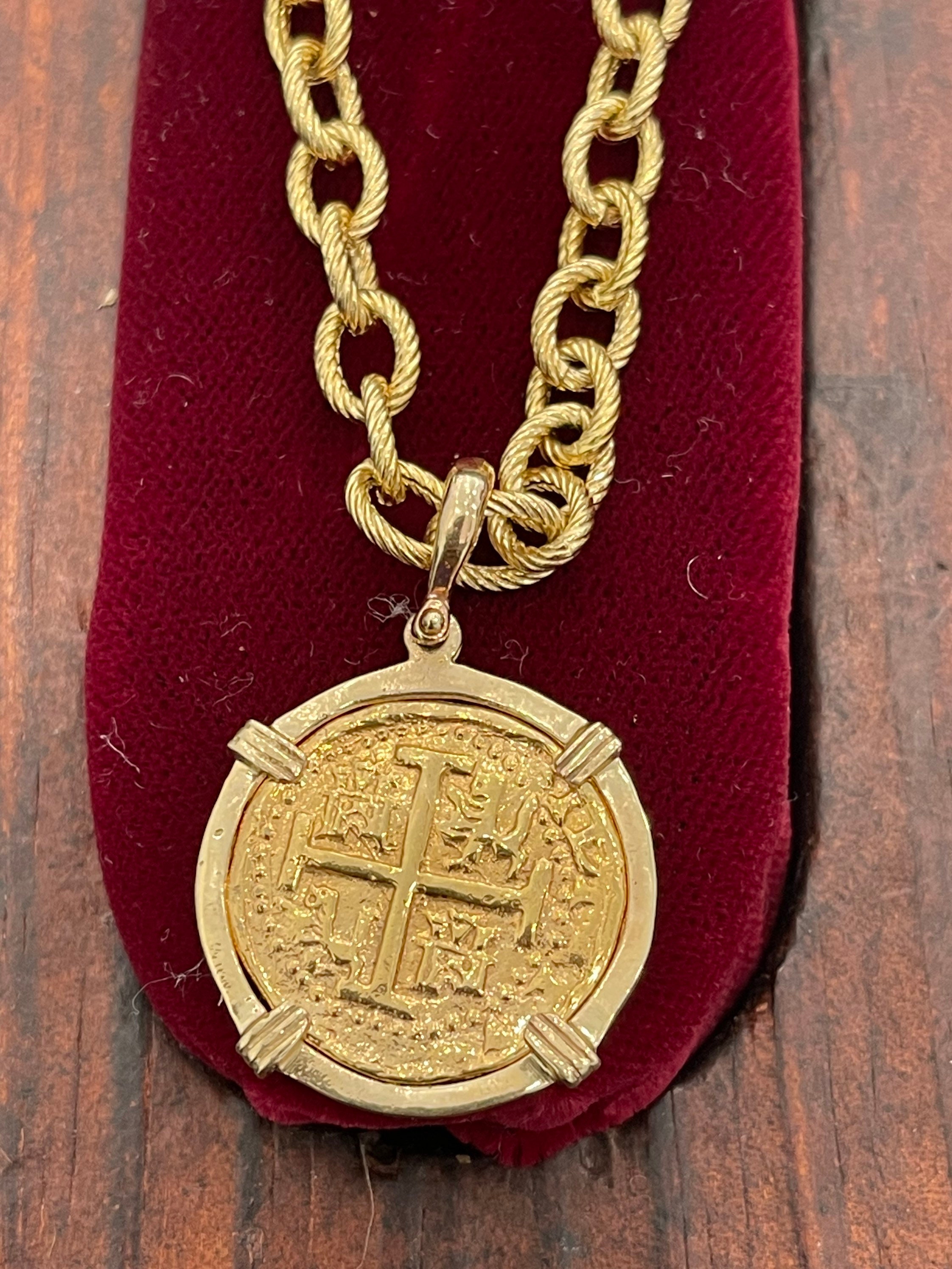 14k Gold Atocha Shipwreck Coin Pendant With Handmade Chain - Etsy