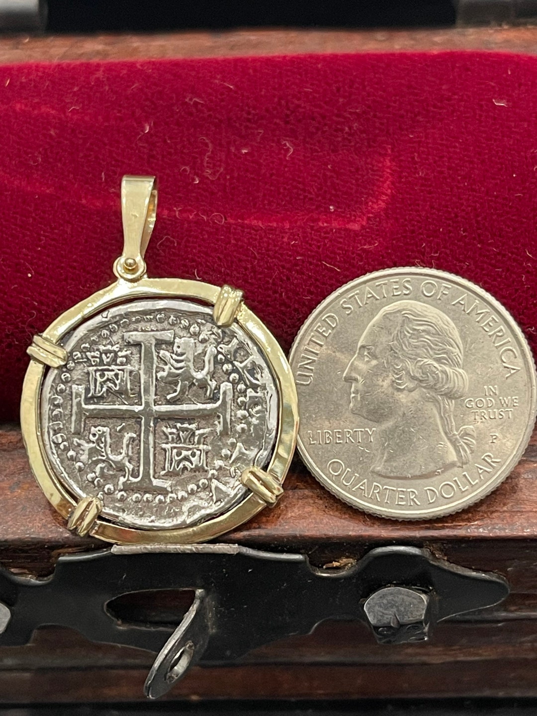 Atocha Shipwreck Treasure Mel Fisher Silver Coin Pendant in 14kt Solid ...
