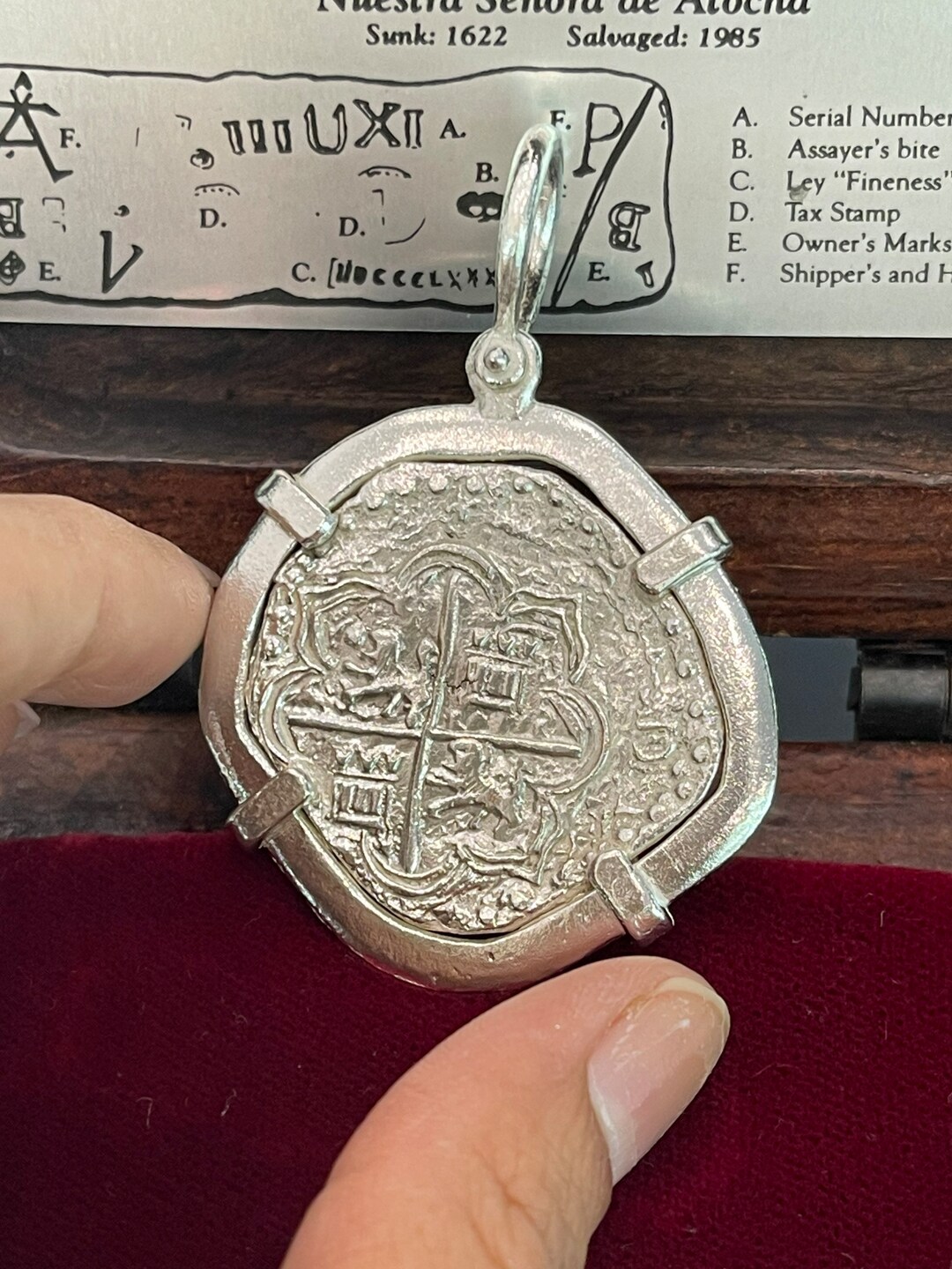 Solid Big Size Atocha Silver Coin Pendant Made From Atocha Silver and ...