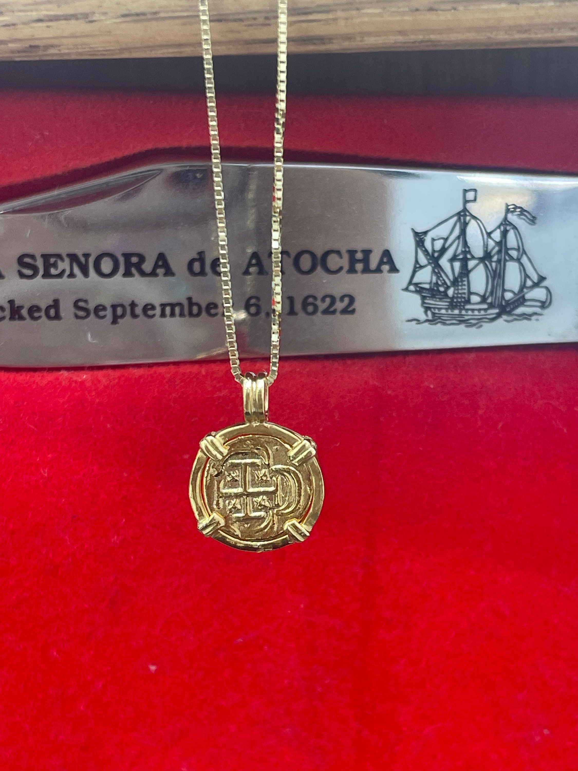 14k Gold Atocha Shipwreck Coin Pendant - Mel Fisher Treasure - Etsy