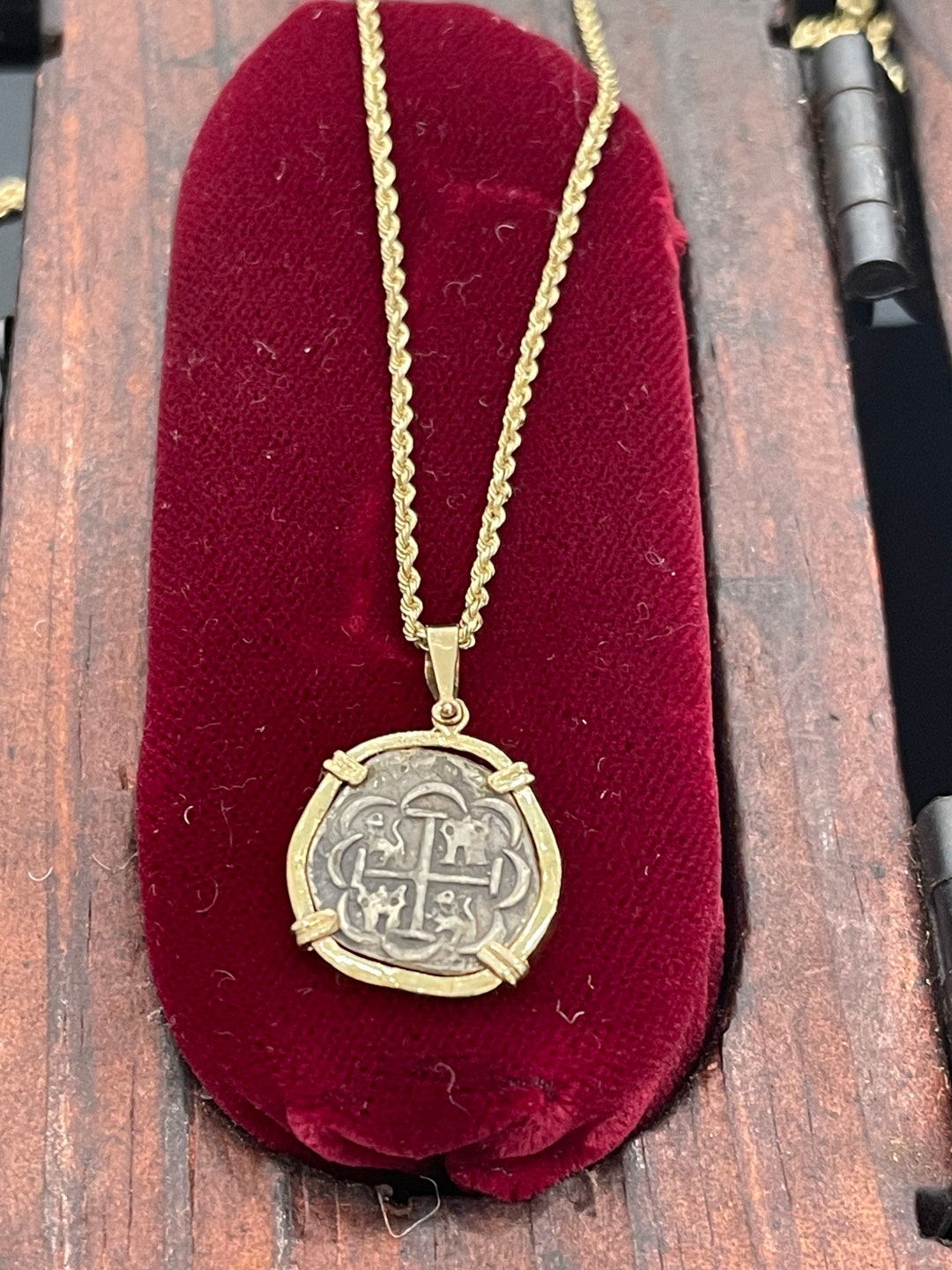 Atocha Shipwreck Silver Coin Pendant: 14k Gold Bezel, 10k Gold Chain - Etsy