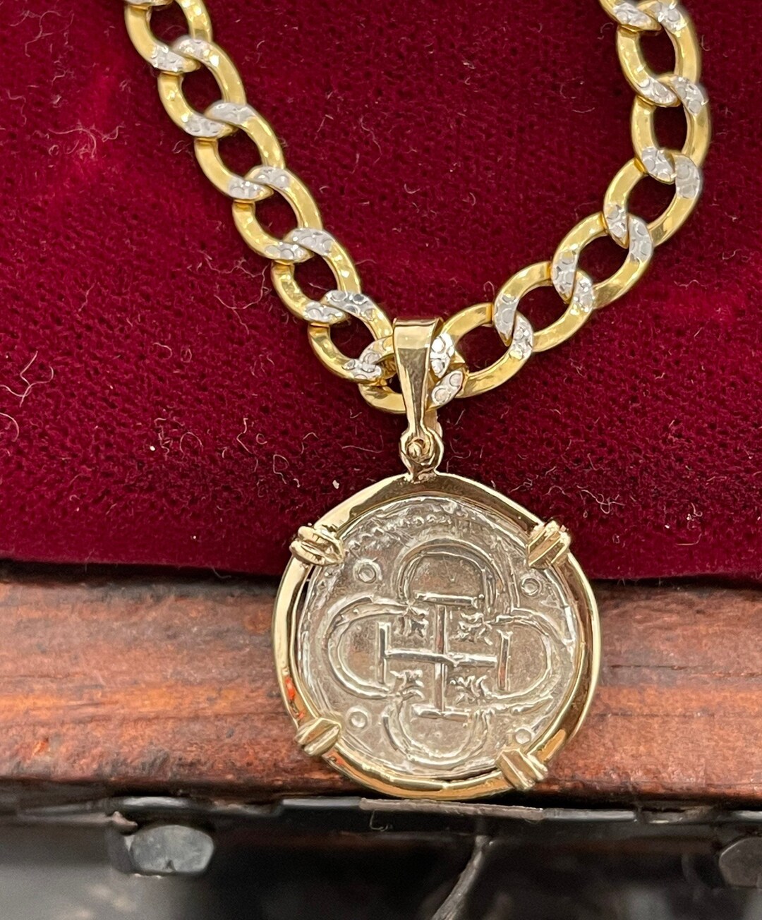 Atocha Shipwreck Silver Coin Pendant: 14k Gold Bezel, 10k Two Tone ...