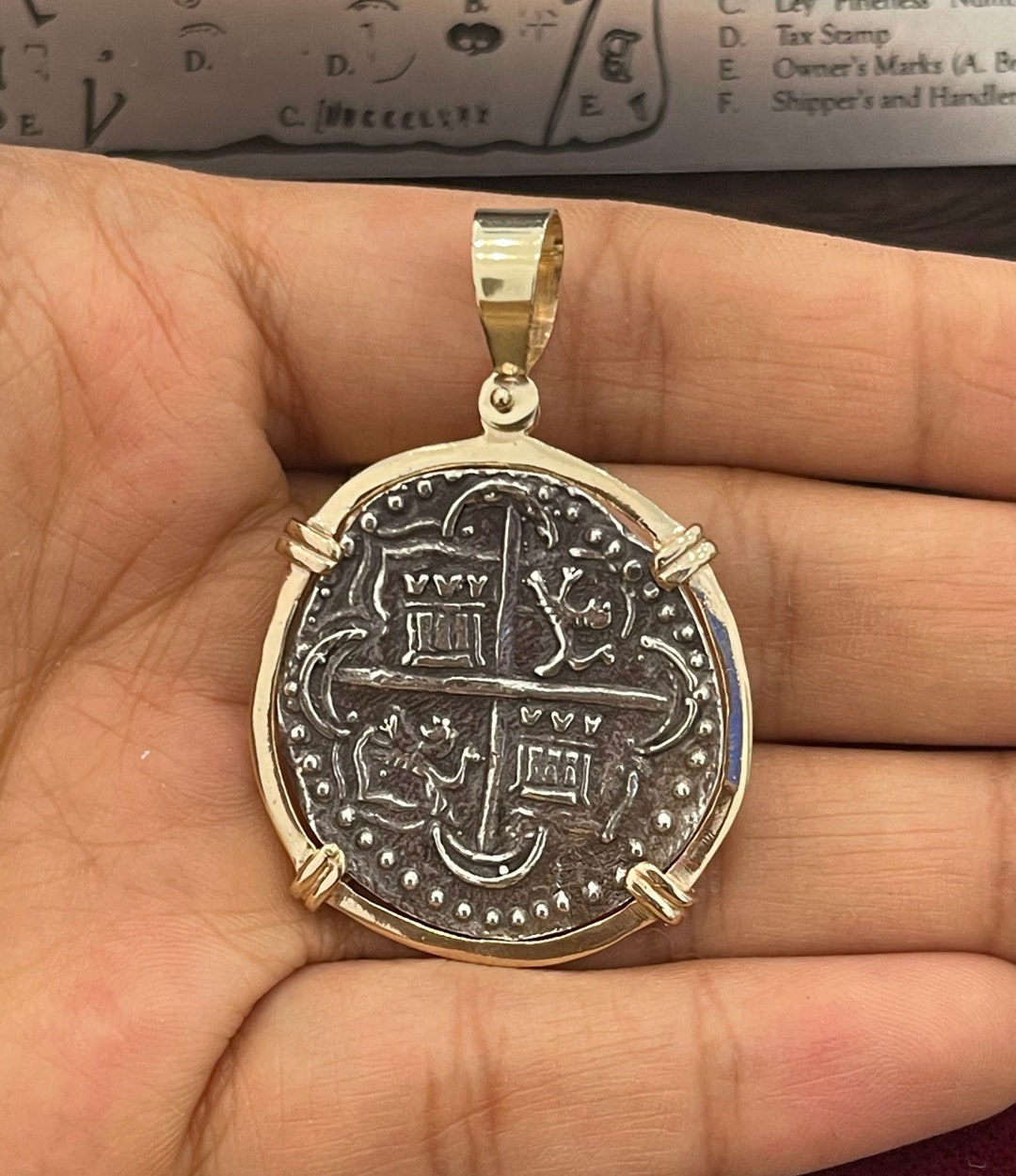 Atocha Shipwreck Silver Coin Pendant: Mel Fisher Treasure, 14k Gold ...