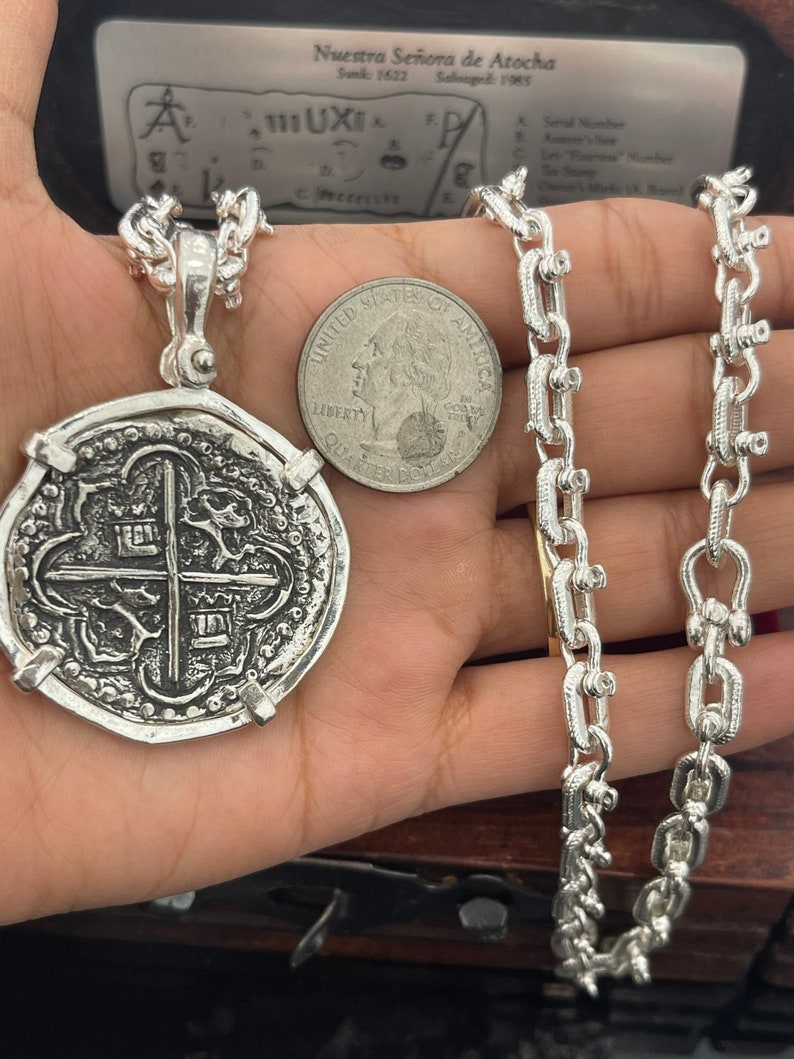 Atocha Shipwreck Silver Coin Pendant: Handmade Sterling Silver Shackle ...