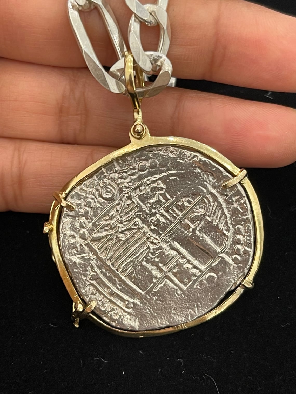 Atocha shipwreck coin pendant in 14kt solid gold fish bezel | Etsy