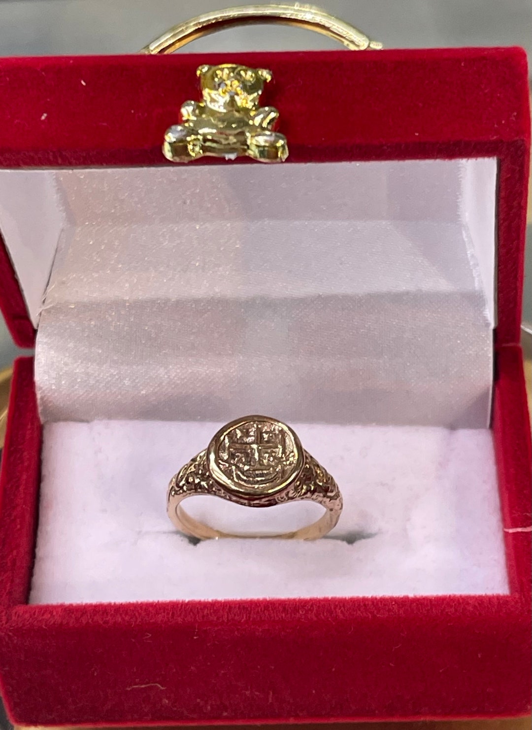 14k Solid Gold Handmade Atocha Gold Mini Coin Ring - Etsy