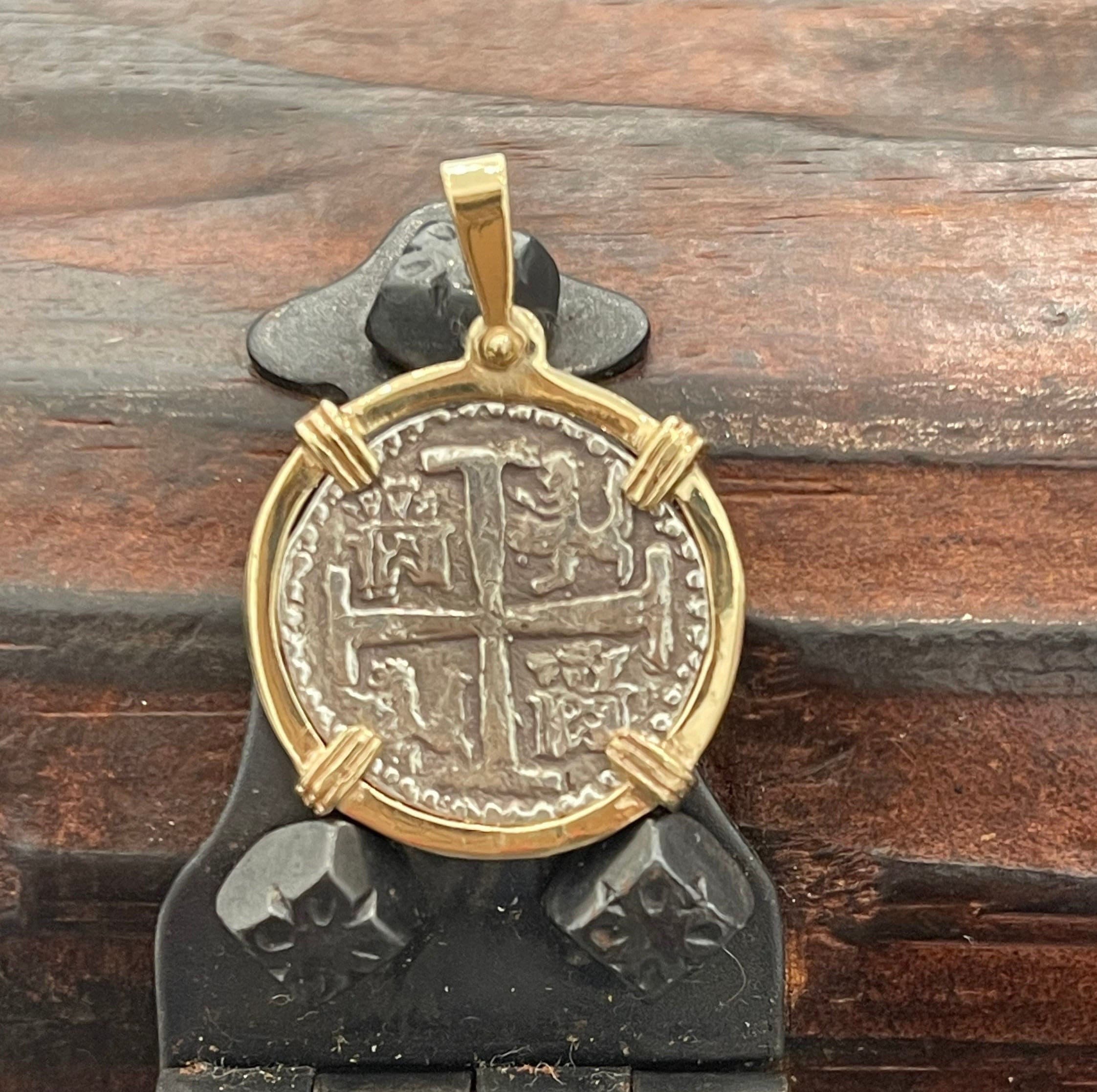 Atocha Shipwreck Silver Coin Pendant: 14k Gold Bezel, Mel Fisher ...