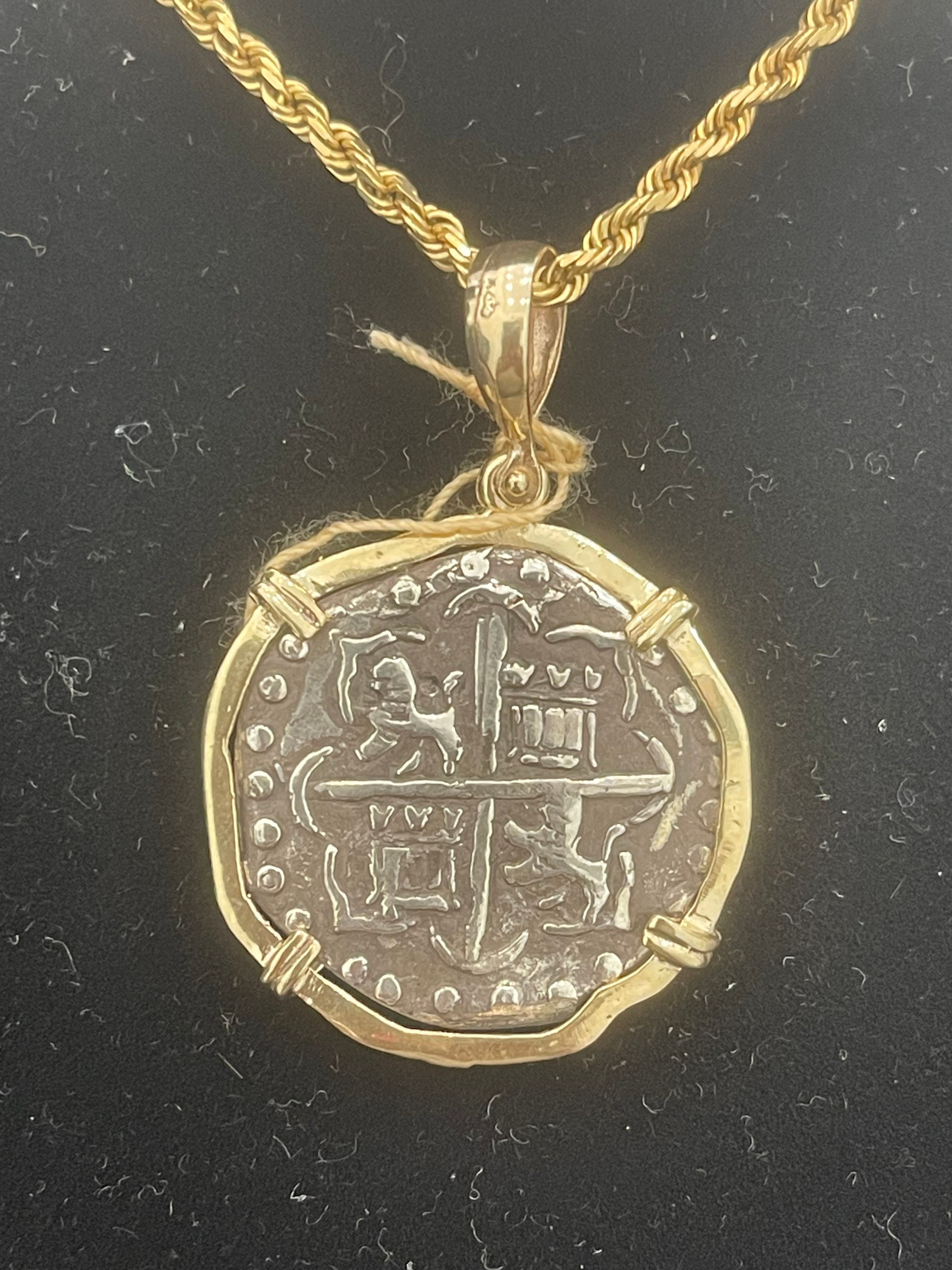 Atocha Shipwreck Treasure Mel Fisher Silver Coin Pendant in 14kt Solid ...
